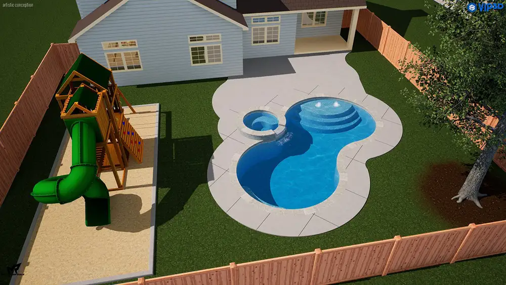 30’x15’ Pool w/ 7’x7’ Spa & 7’x6’ Tanning Ledge - Maximum Pools